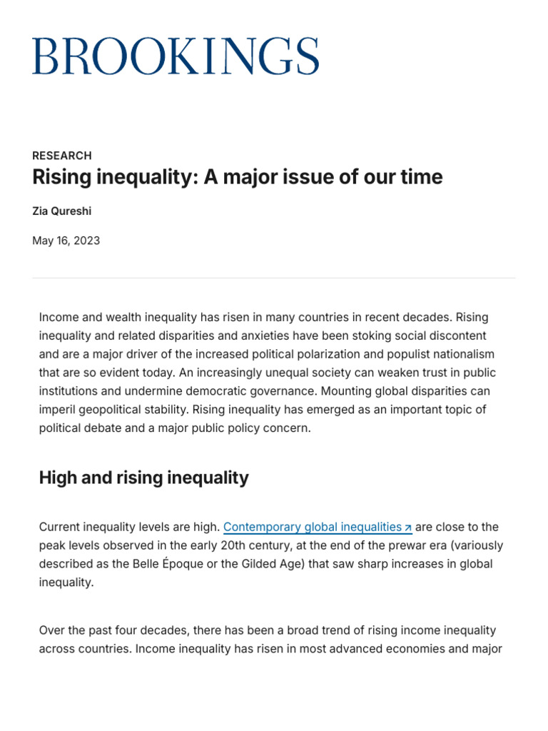 Rising Inequality - A Major Issue of Our Time 2 | PDF | Economic ...