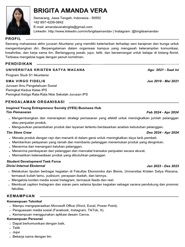 CV - Brigita Amanda Vera | PDF