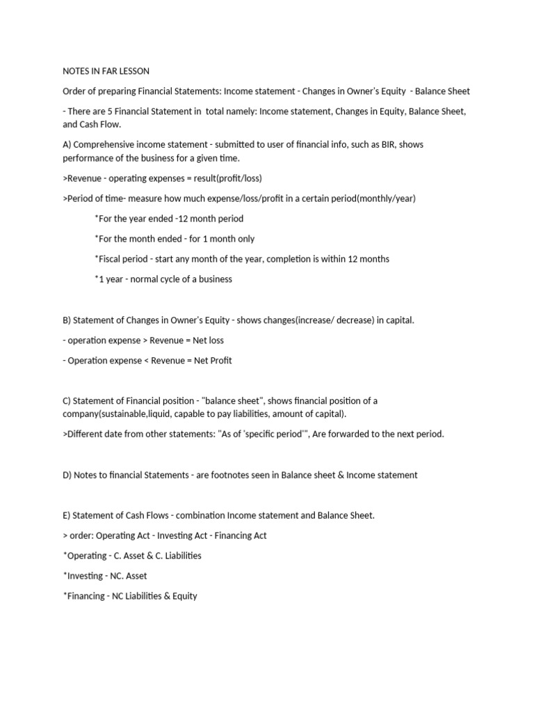Notes in FAR Subject | PDF