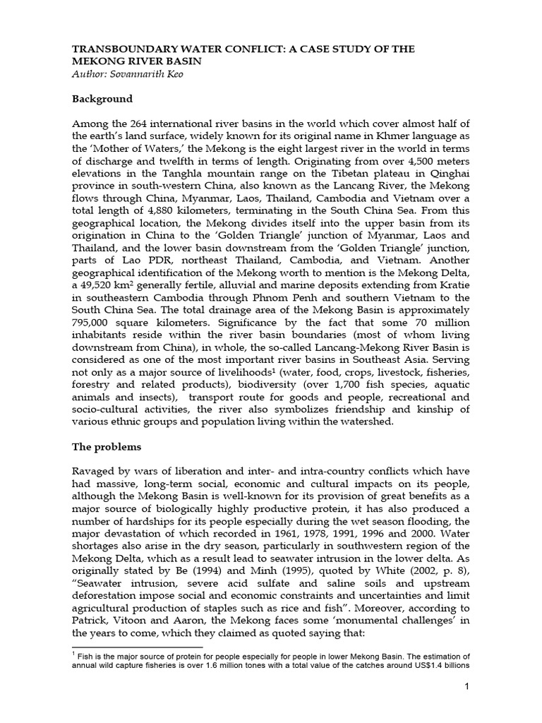 Transboundary Water Conflict A Case Stud | PDF | Mekong | Earth Sciences