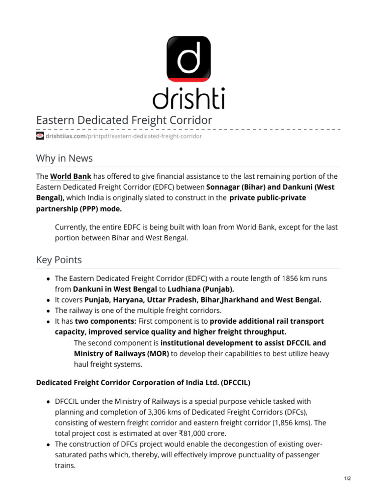 Eastern Dedicated Freight Corridor | PDF