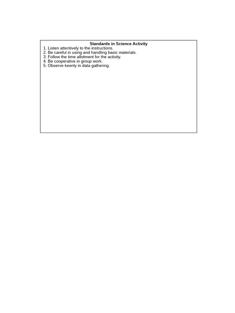 Standard in Science Activity | PDF