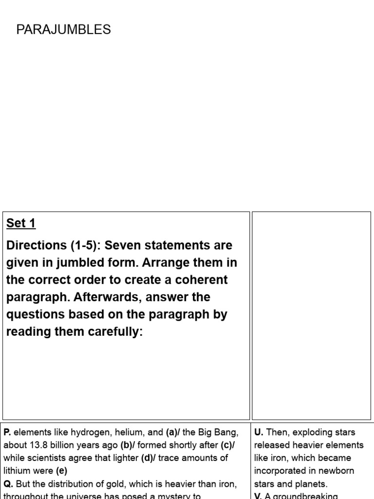 Parajumbles + Mixed Questions Class 2 No Annotation 6th May | PDF | Stars | Chemical Elements