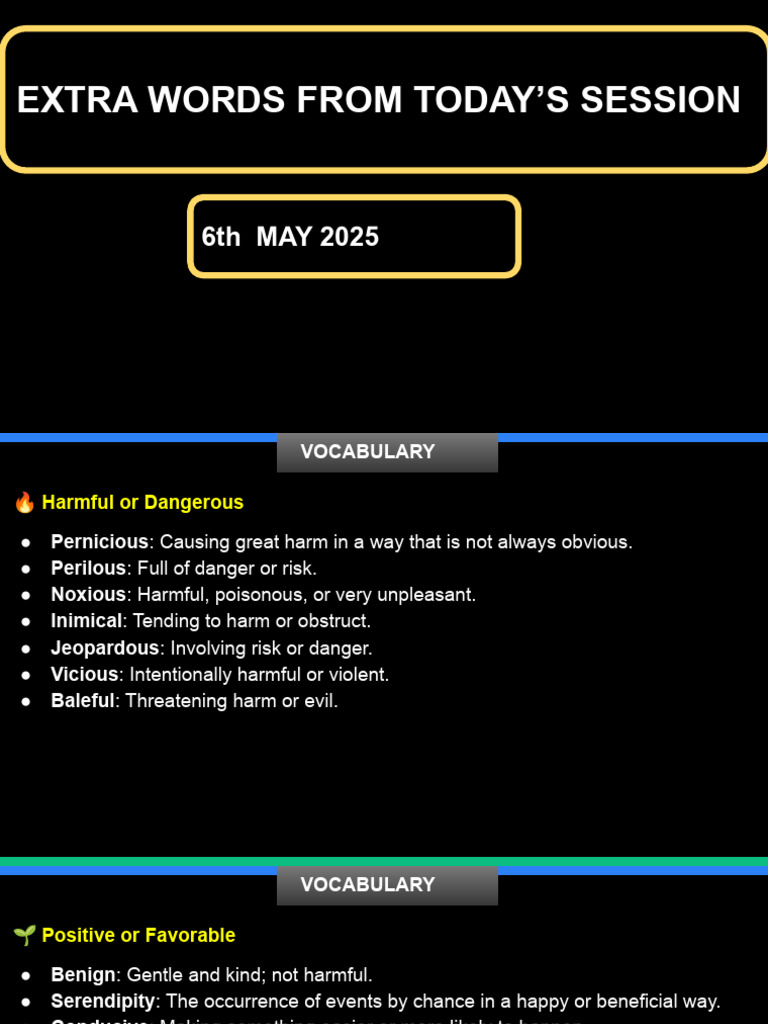 EXTRA WORDS FROM TODAY'S SESSION 6th MAY 2025 | PDF | Anger | Deception