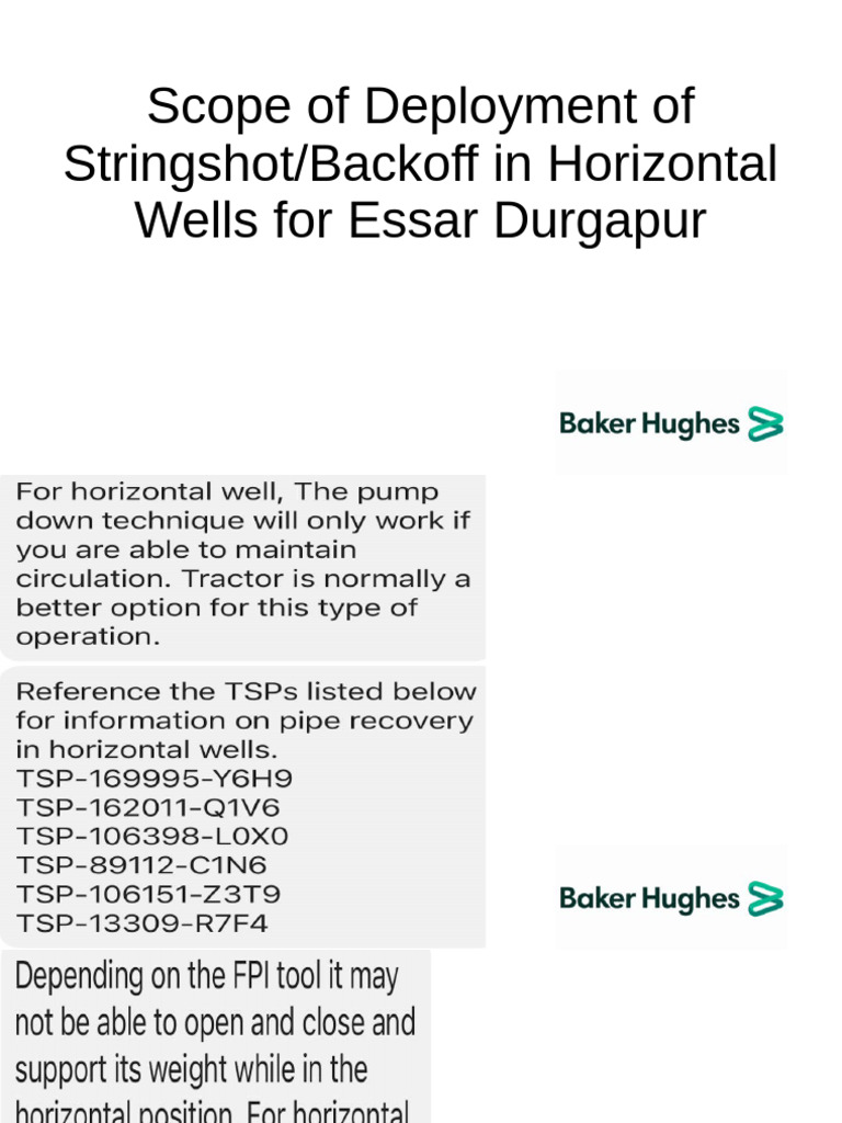 Backoff Deployment in Horizontal Wells-Essar | PDF