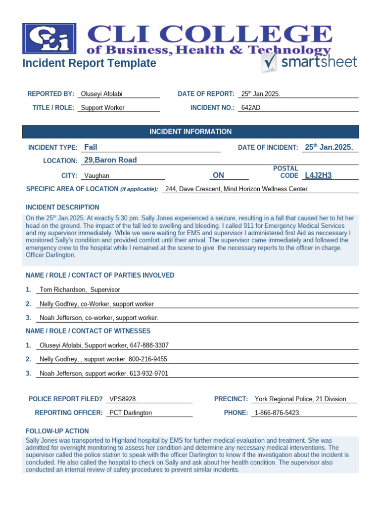 Incident Report Form (Tempelate) | PDF | Emergency Medical Services