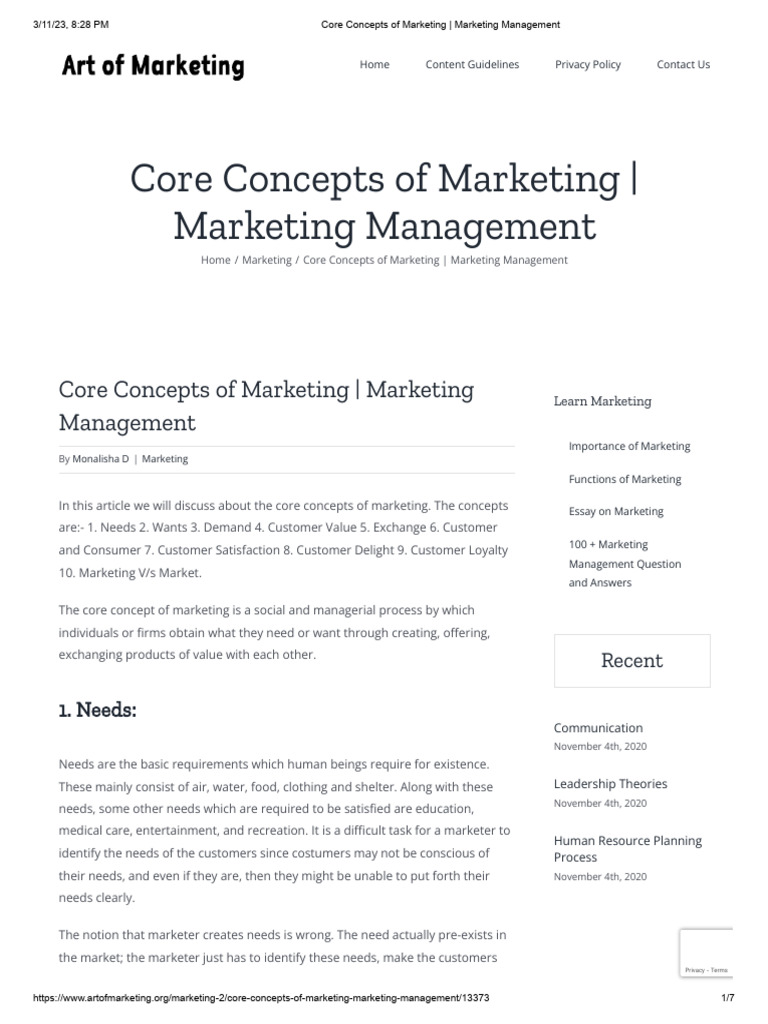 Core Marketing Concepts Explained | PDF | Marketing | Customer