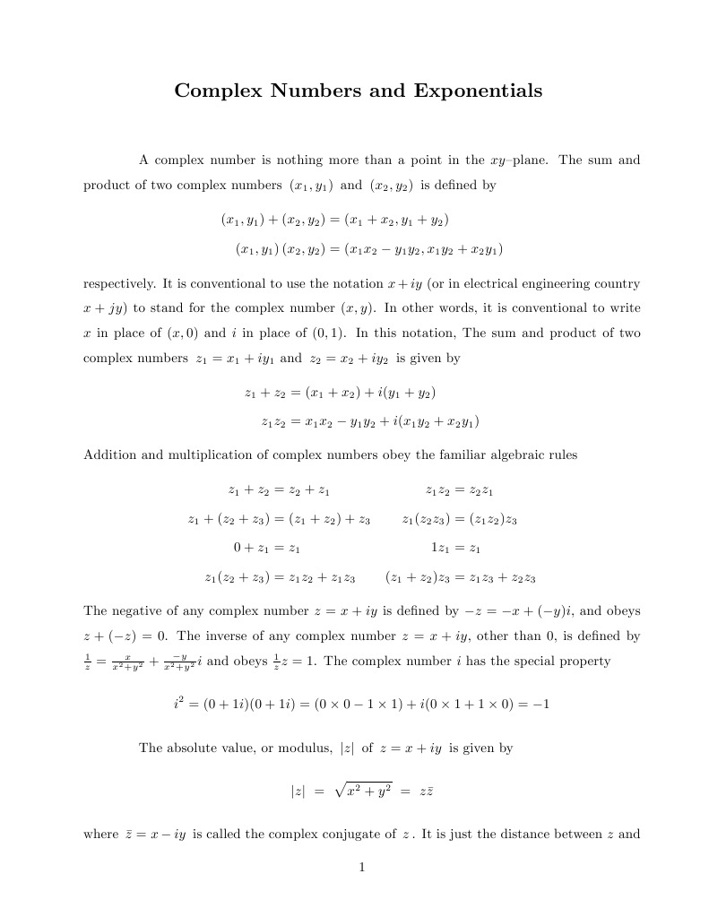 Complex Numbers and Exponentials | PDF | Trigonometric Functions ...