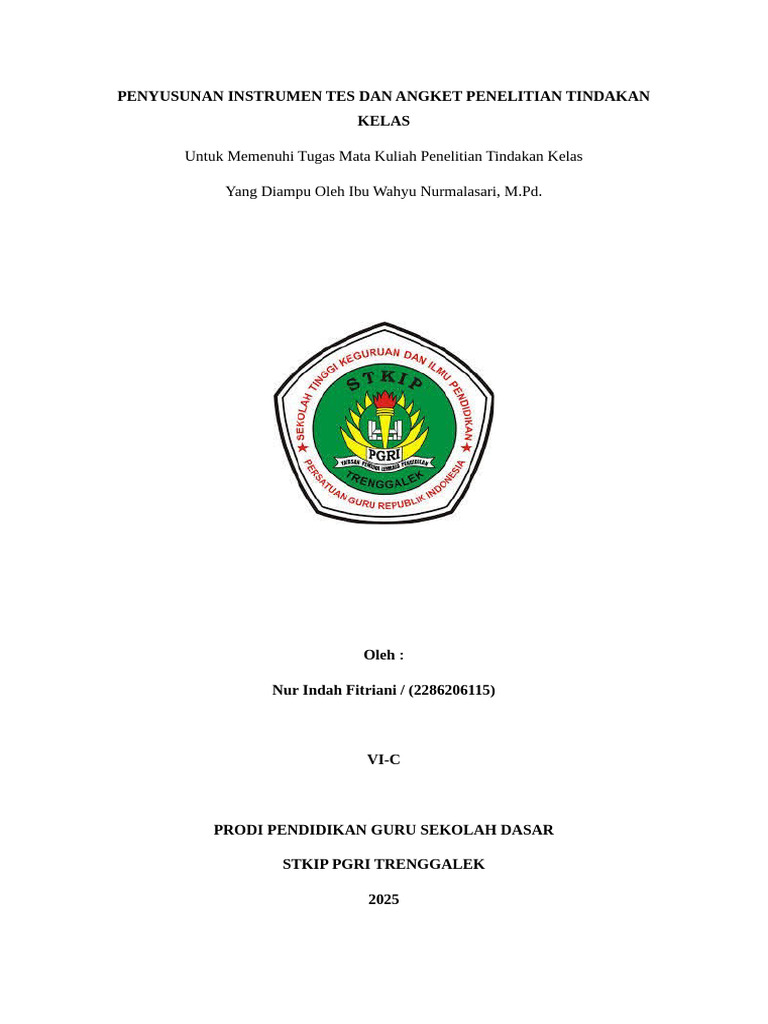 Instrumen Tes Dan Angket Penelitian Tindakan Kelas (PTK) | PDF