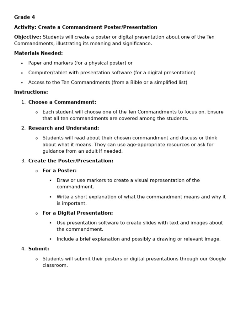 RAVEN MARLEY CHUA - Grade 4 - Act - Commandment | PDF | Ten ...