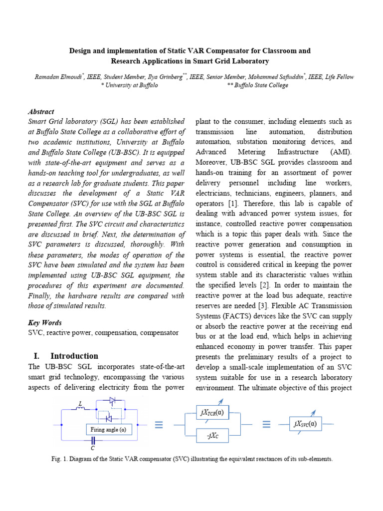Design and Implementation of Static VAR | PDF | Capacitor | Electricity