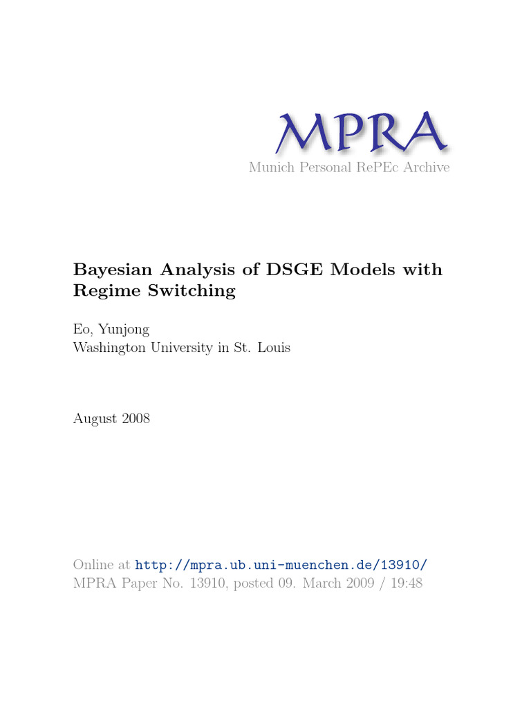 Yunjong Bayesian Analysis Of Dsge Models With Regime Switching Pdf