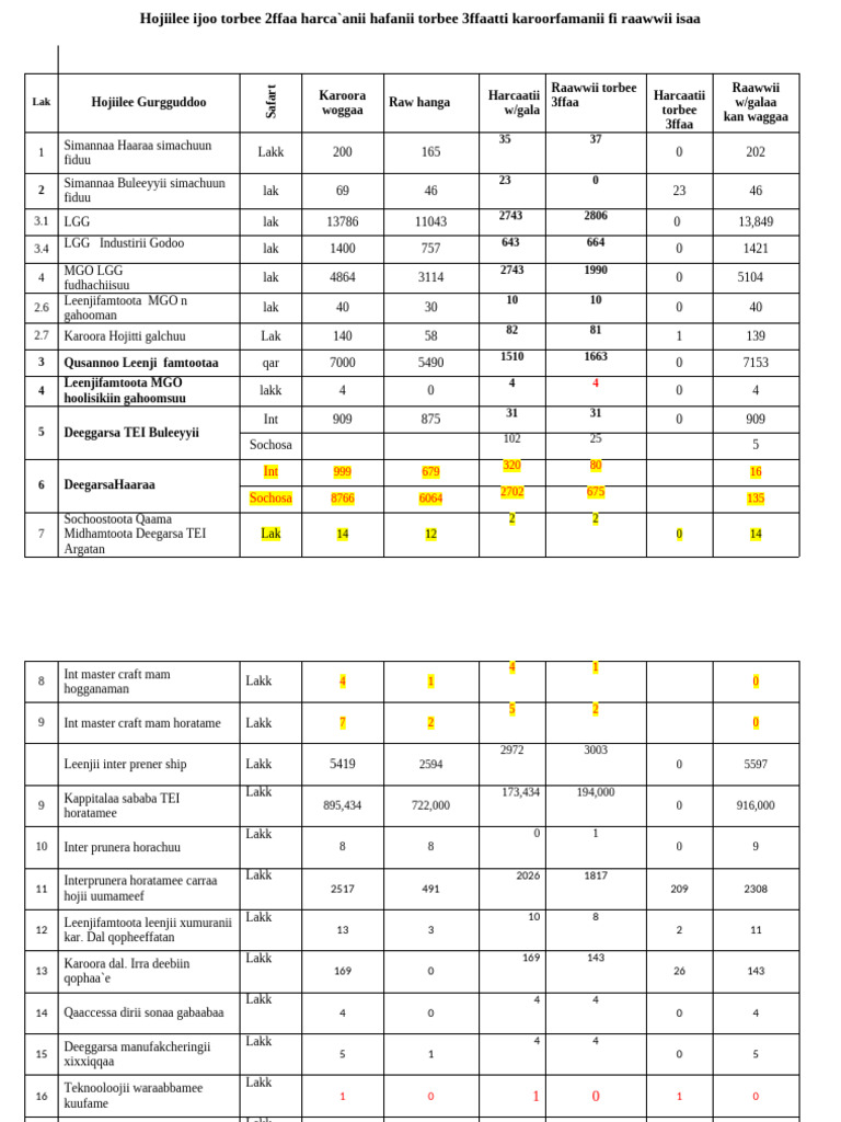Gabaasa Hojii Torbee 3ffaa Hojii Ji'a Eblaa Bara 2017 | PDF