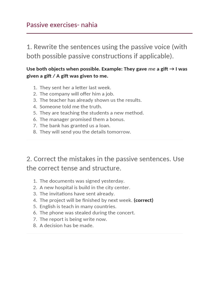 Passive Exercises-Nahia | PDF