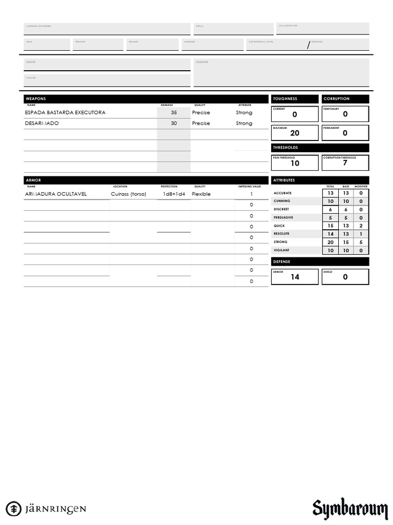 Character Sheet - Symbaroum - ANCRATH | PDF