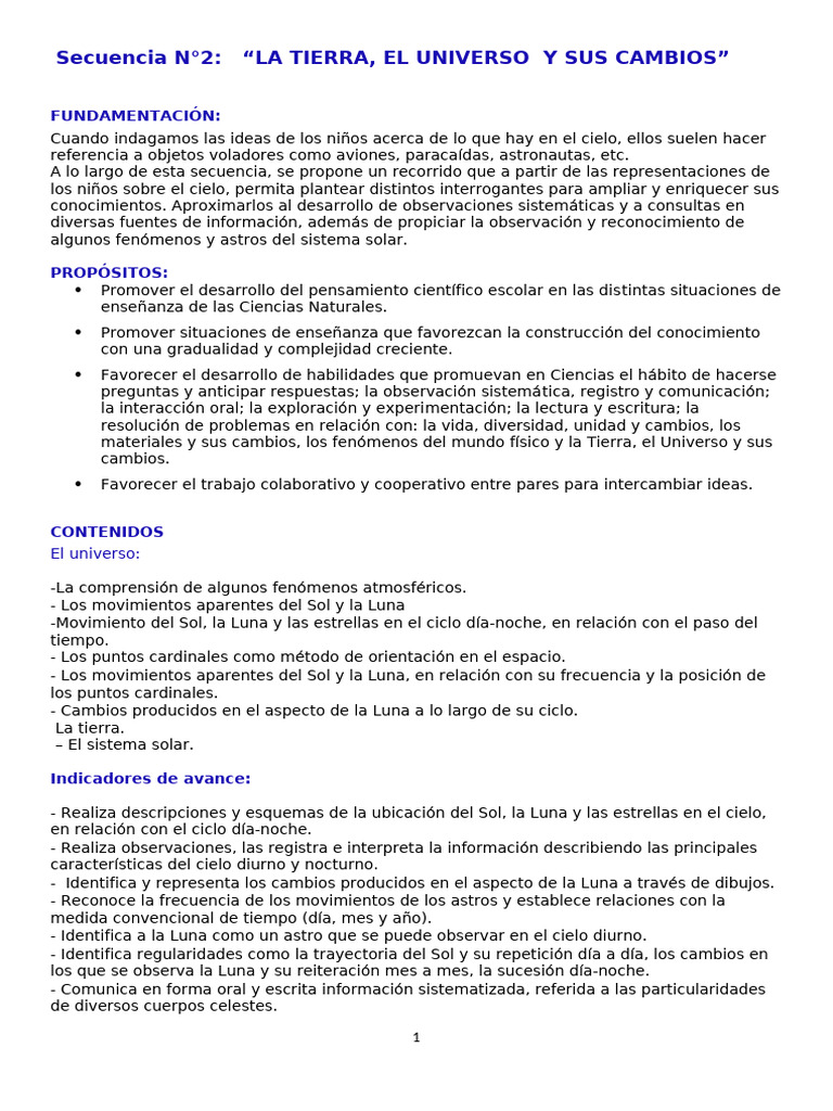 La Tierra El Universo y Sus Cambios Sec Mayo | PDF | Sistema solar | Cielo