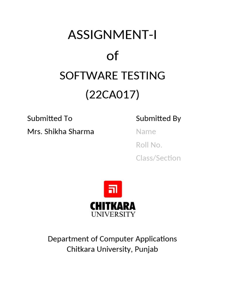 Assignment-1 Front Page Software Testing | PDF