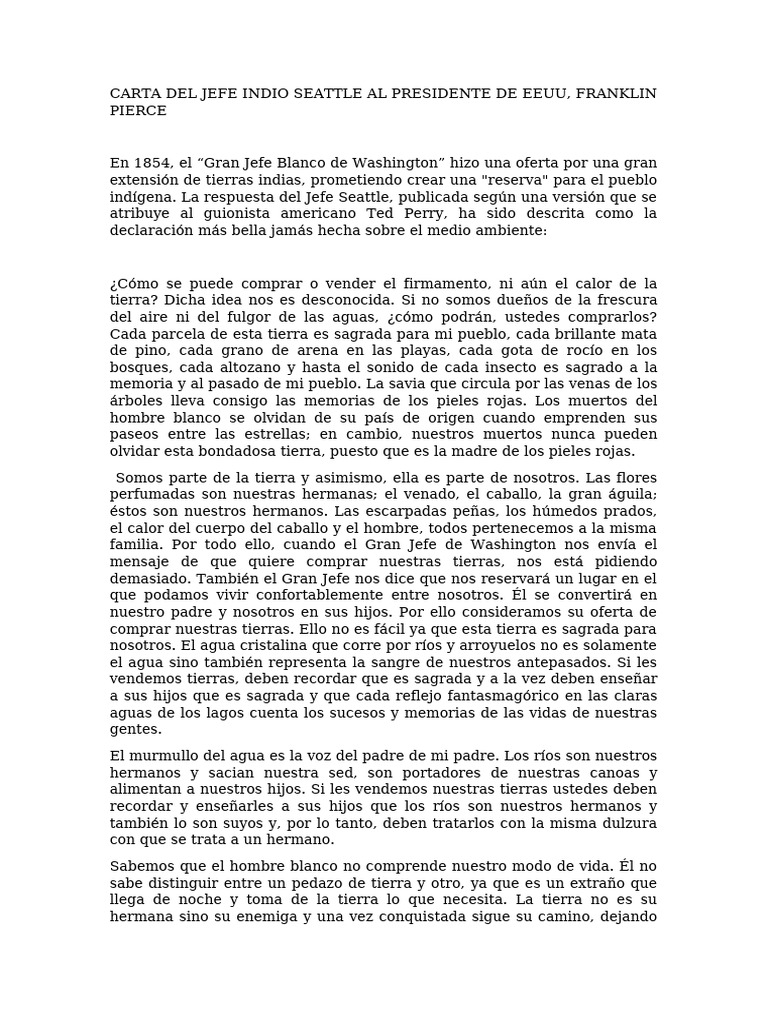 Carta de Seattle: Tierra y Sagrado | PDF