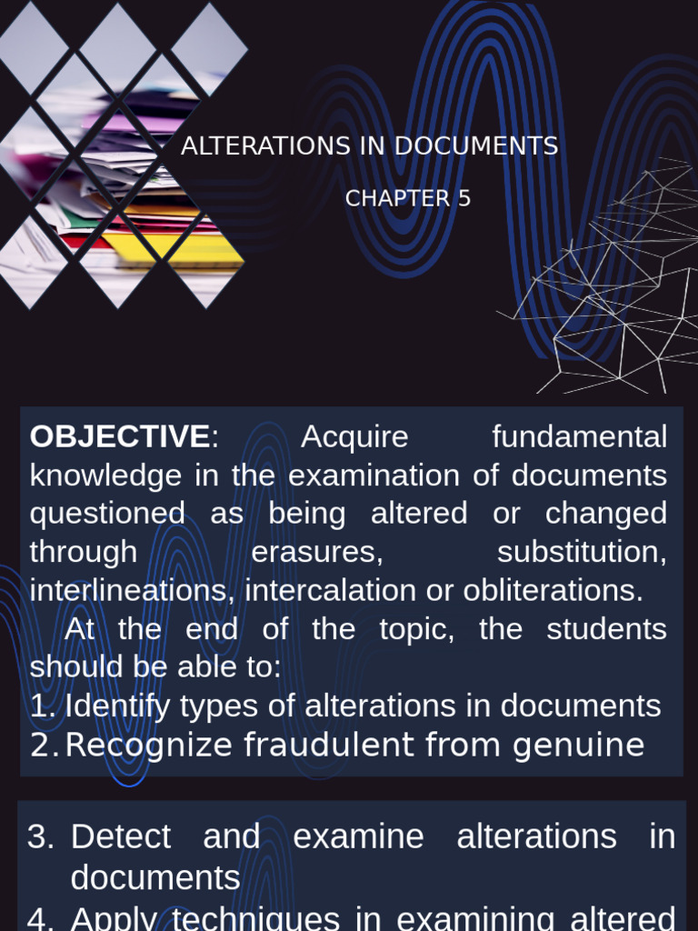 Chapter 5 Alterations in Documents | PDF | Pencil | Ultraviolet