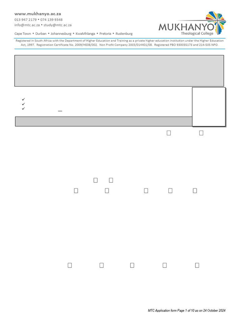 MTC 2025 Application Form | PDF
