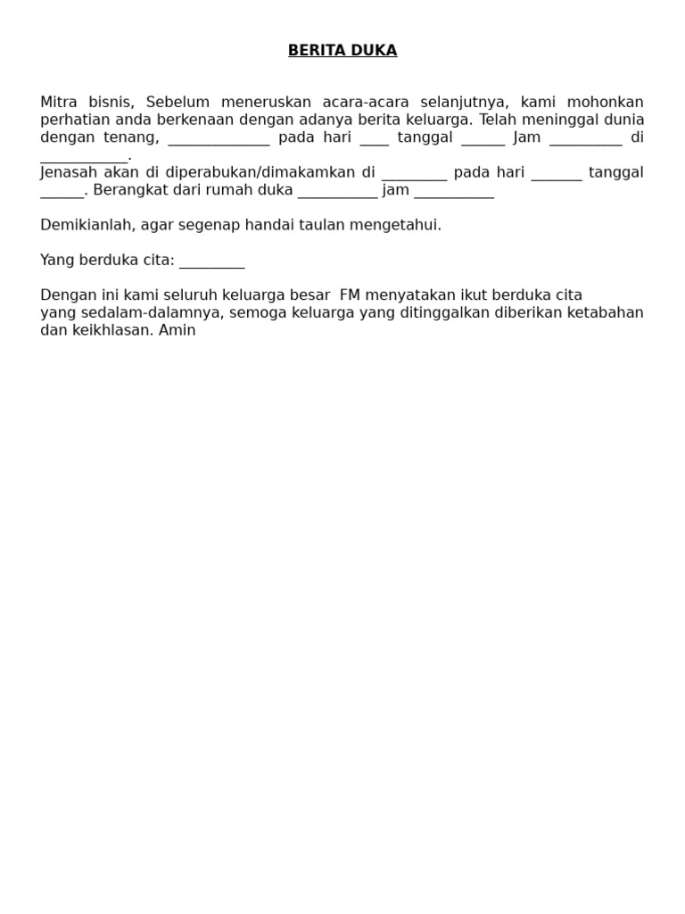 Template Berita Duka-1 | PDF