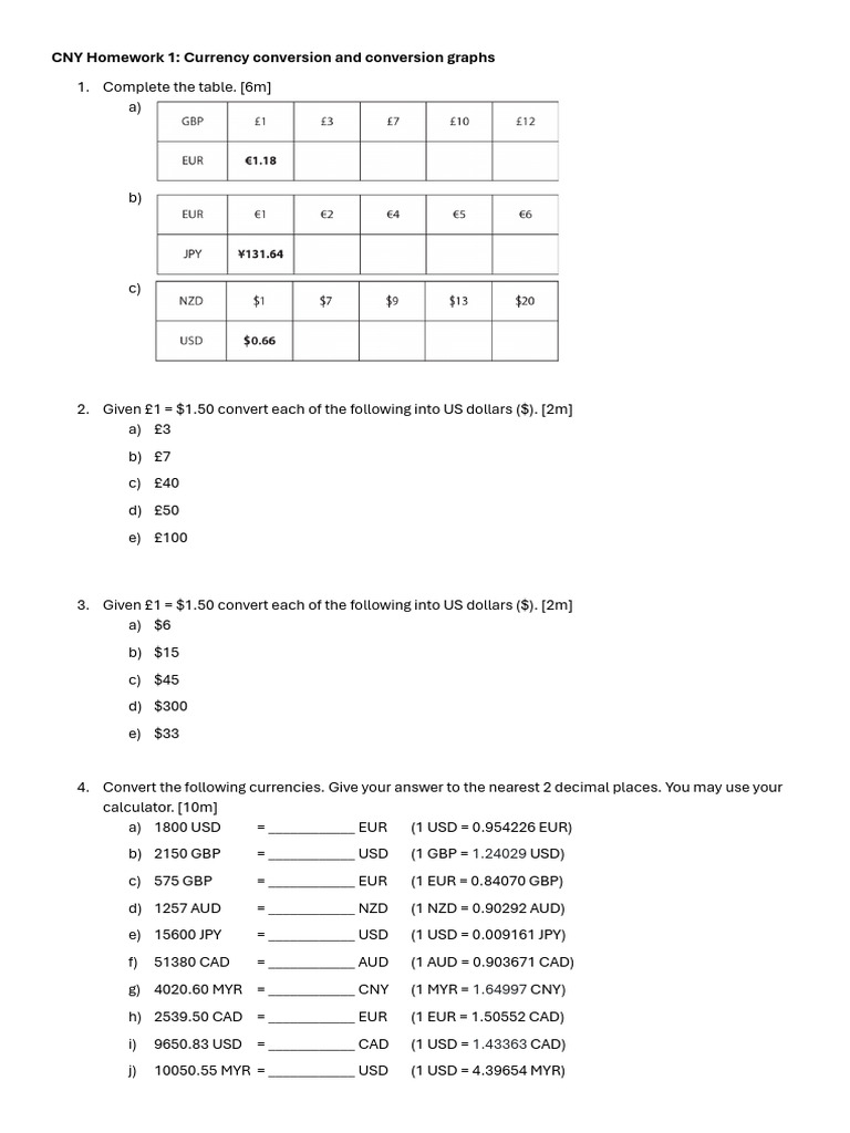 Currency Conversion Homework Guide | PDF | Canadian Dollar | Exchange Rate