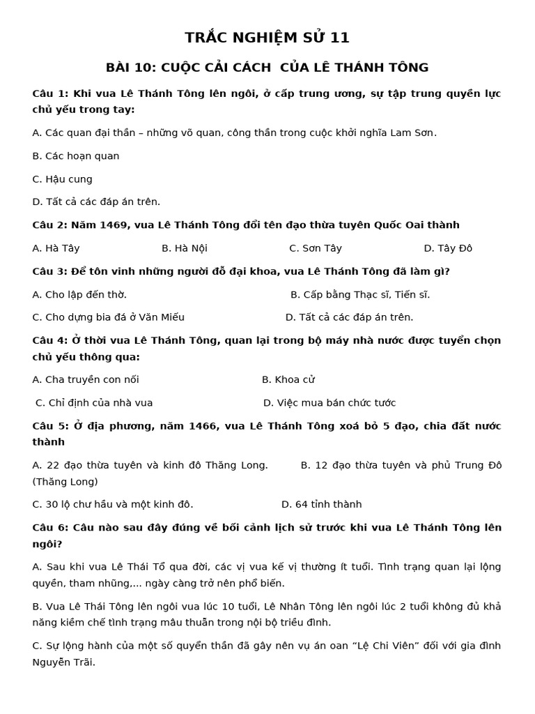 ĐỀ CƯƠNG SỬ 11 HKII | PDF