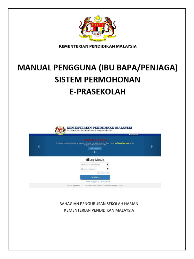 PANDUAN PERMOHONAN PRASEKOLAH KPM KEMASUKAN 2025 | PDF