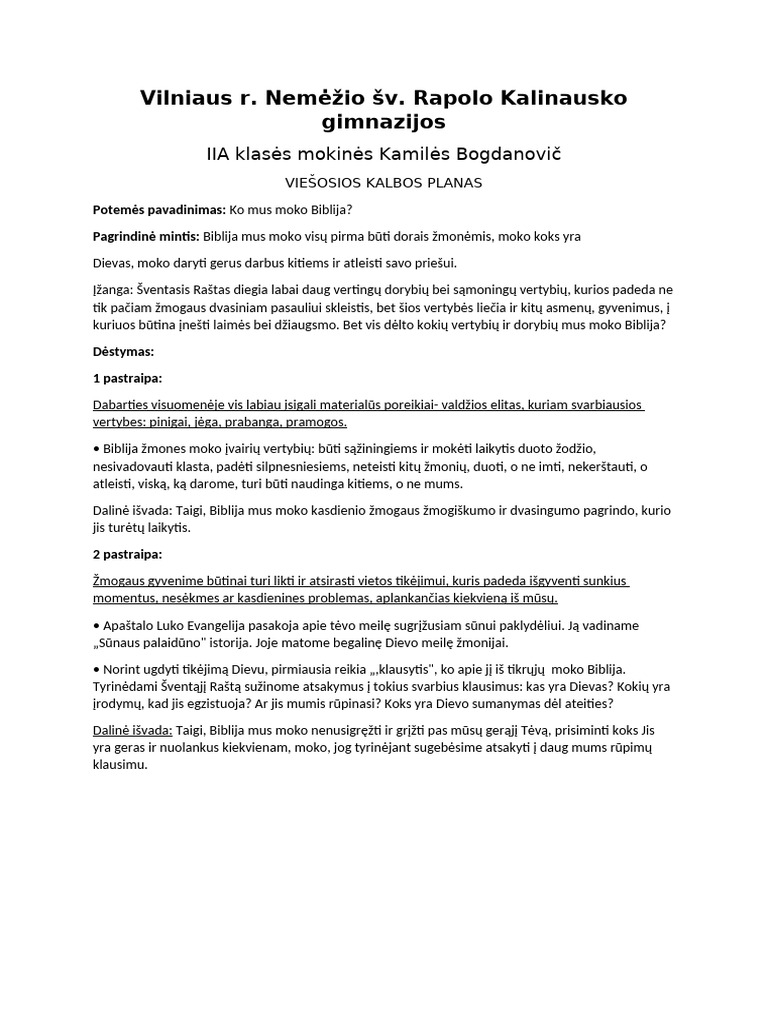 Kalbejimo Planas | PDF