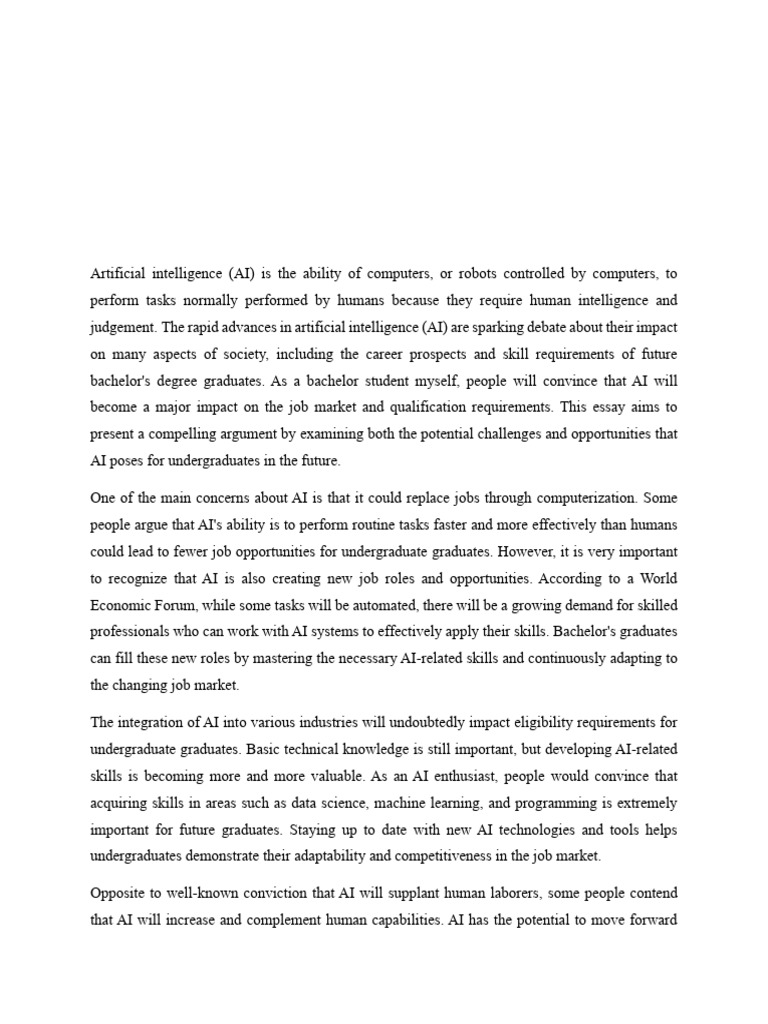 The Impact of AI For Bachelor Graduates in The Future Argumentative ...