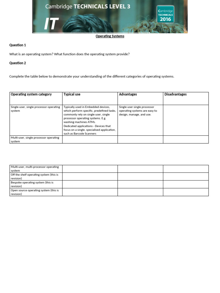 2.4.2 Operating Systems Worksheet | PDF