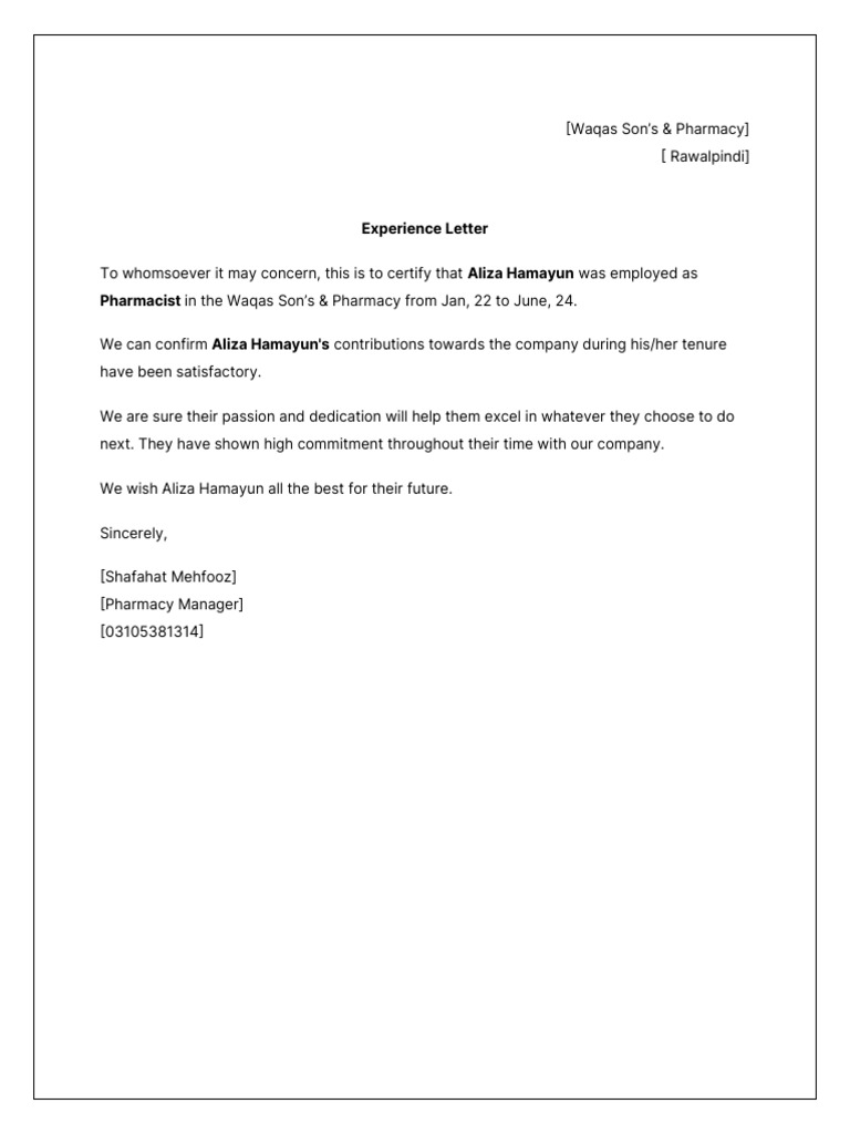Experience Letter | PDF