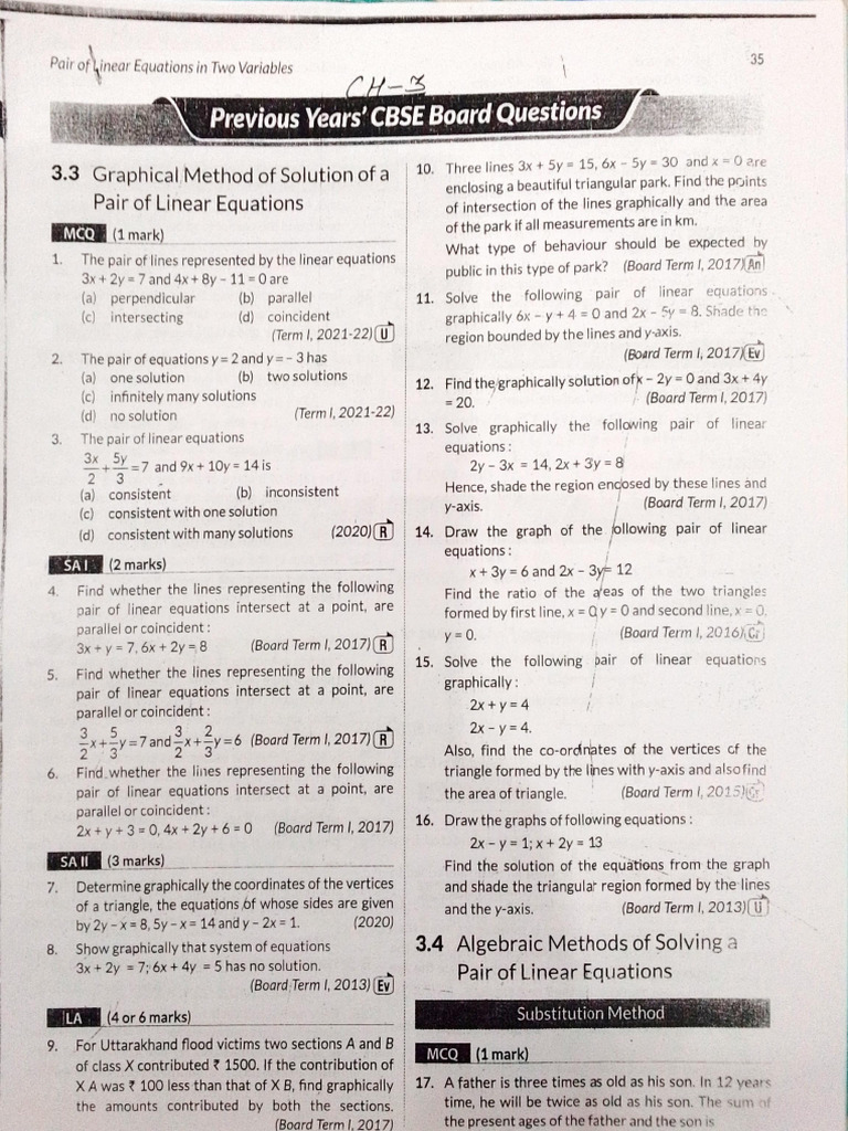 Class 10th Mathematics Chapter 3 | PDF