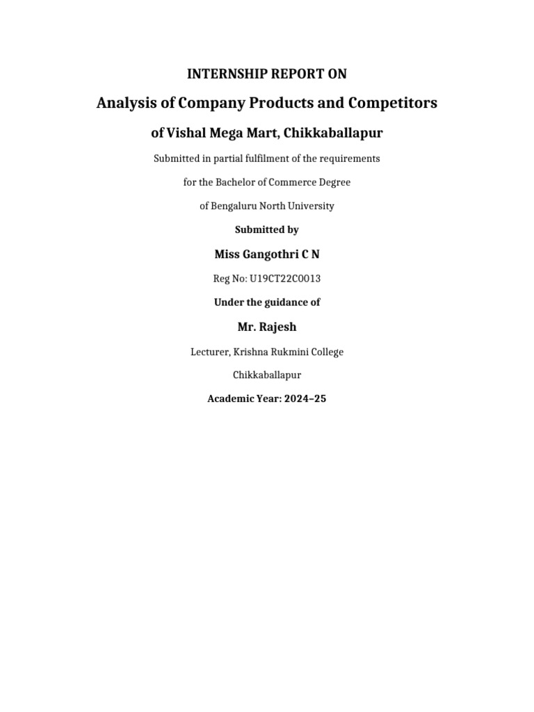 Internship Report Cover Page | PDF