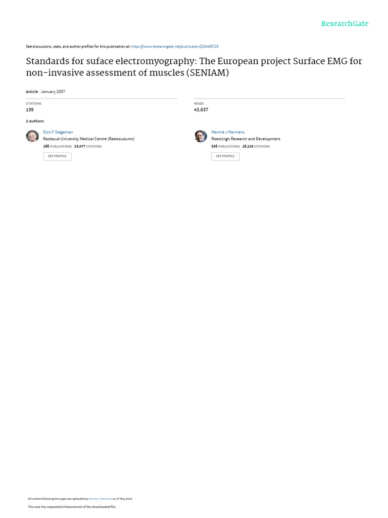 Standards For Surface Electromyography: The European Project "Surface ...