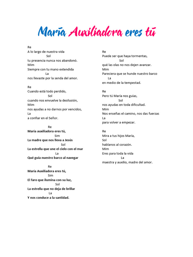 Maria Auxiliadora Eres Tu | PDF