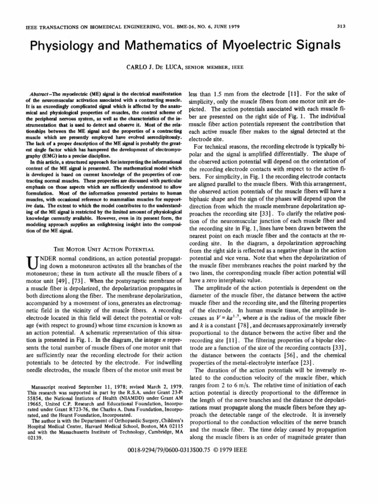 Physiology_and_Mathematics_of_Myoelectric_Signals | PDF | Electromyography | Skeletal Muscle
