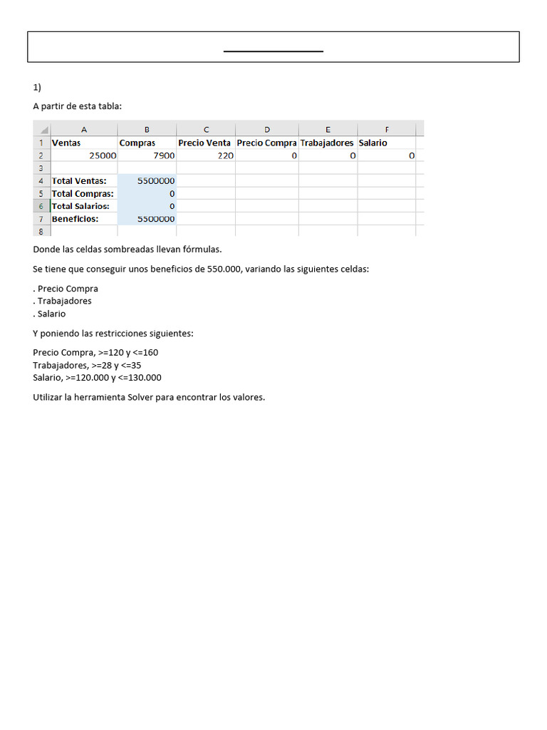 Ejercicio 3 - Solver | PDF