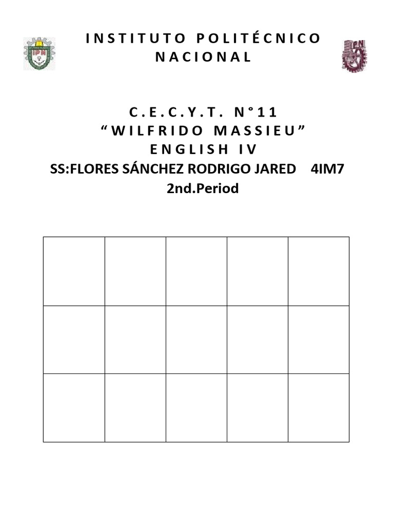 Hoja Inglés 4to Semestre | PDF