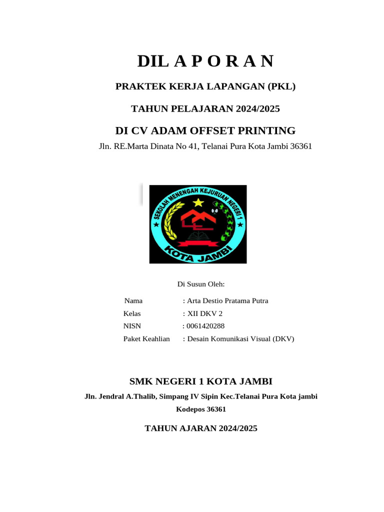 Laporan PKL Desain Grafis di Adam Offset | PDF