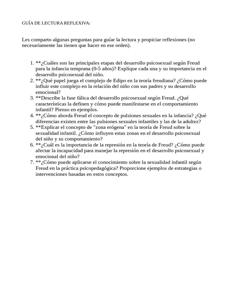 Guía de Lectura Freud Tomo 7 | PDF