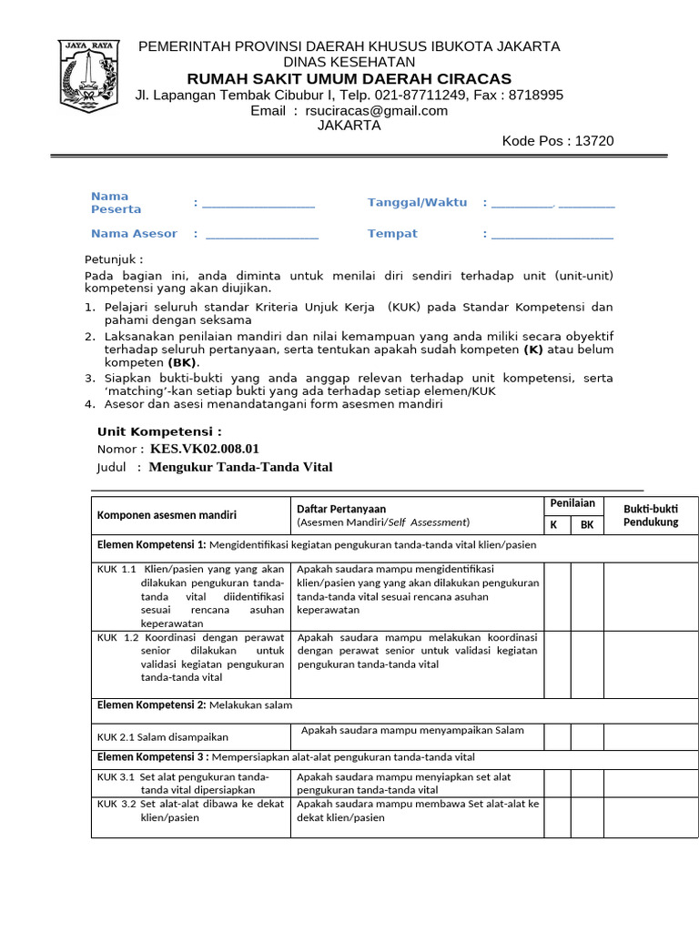 FORM 02 Form Penilaian Mandiri | PDF