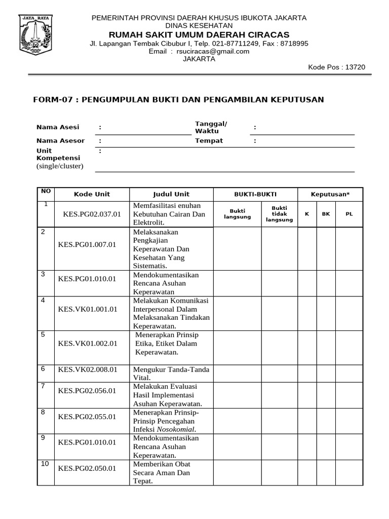 Form 07 Pengumpulan Bukti Dan Pengambilan Keputusan | PDF
