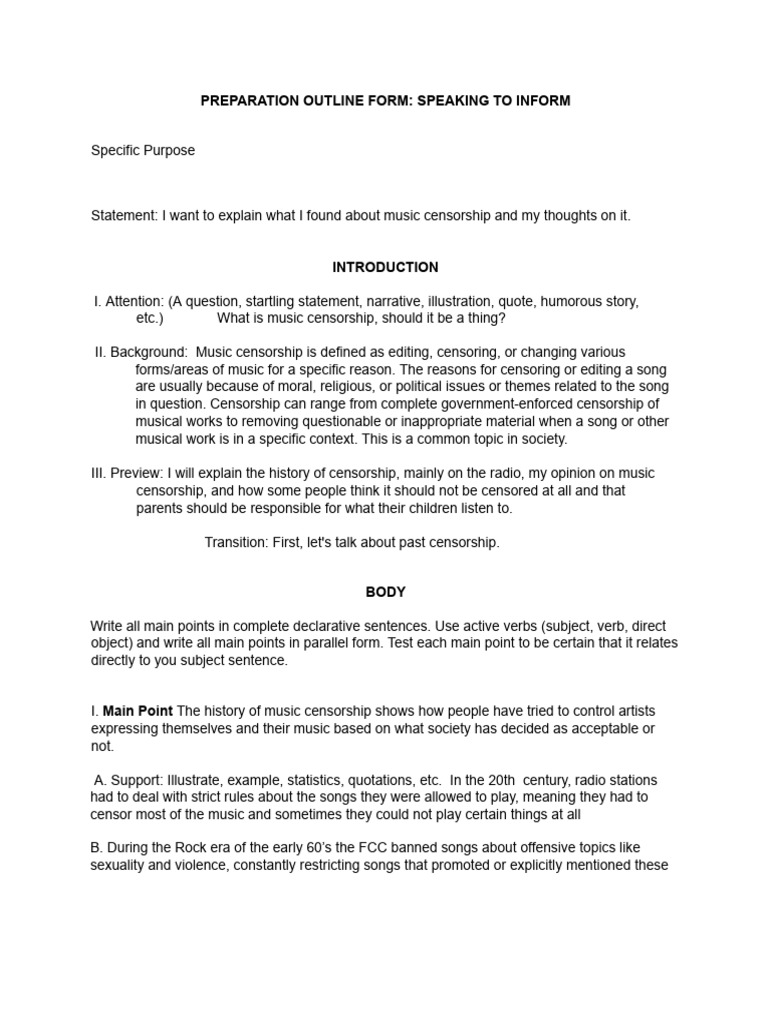 Outline Template | PDF | Censorship | Profanity