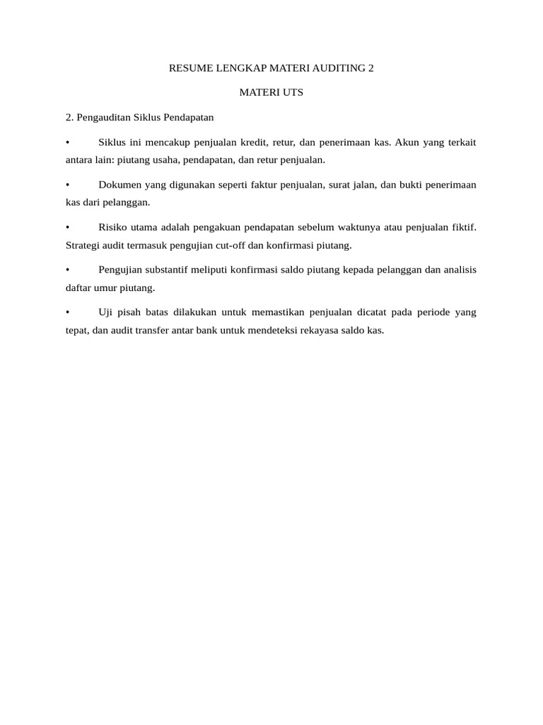 Resume 2 Materi Auditing 2 | PDF