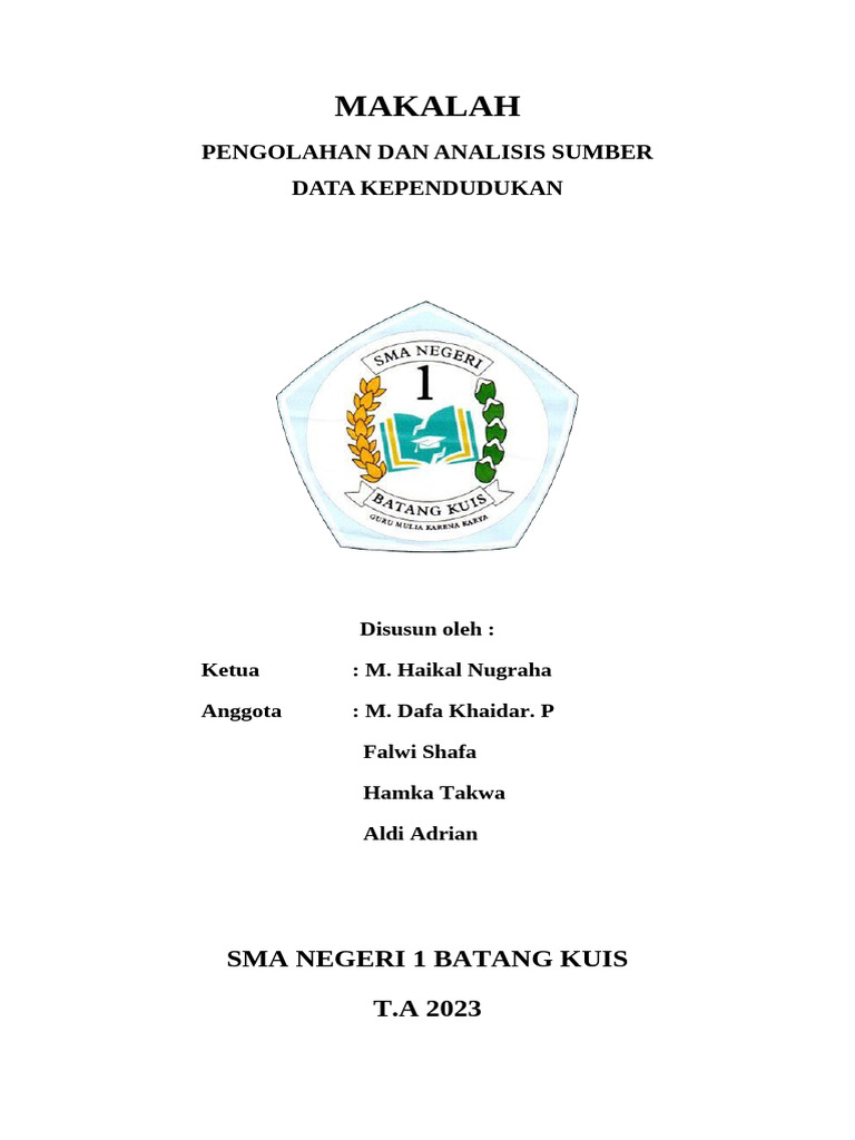 Makalah Pengolahan Dan Analisis Data Kependudukan | PDF