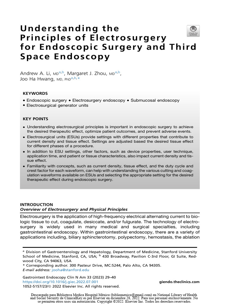 Electrosurgery Principles in Endoscopy | PDF | Clinical Medicine ...
