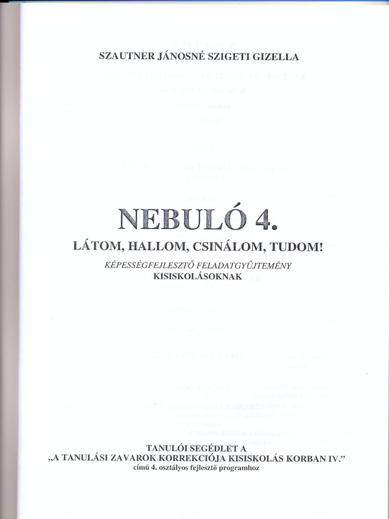 Nebuló 4. Képességfejlesztő Feladatgyűjtemény 4. Osztályosoknak | PDF