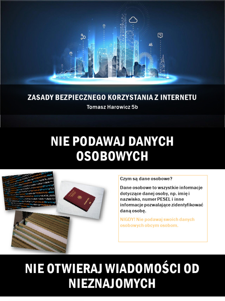 Zasady Bezpiecznego Korzystania Z Internetu - Tomasz Harowicz 5b | PDF