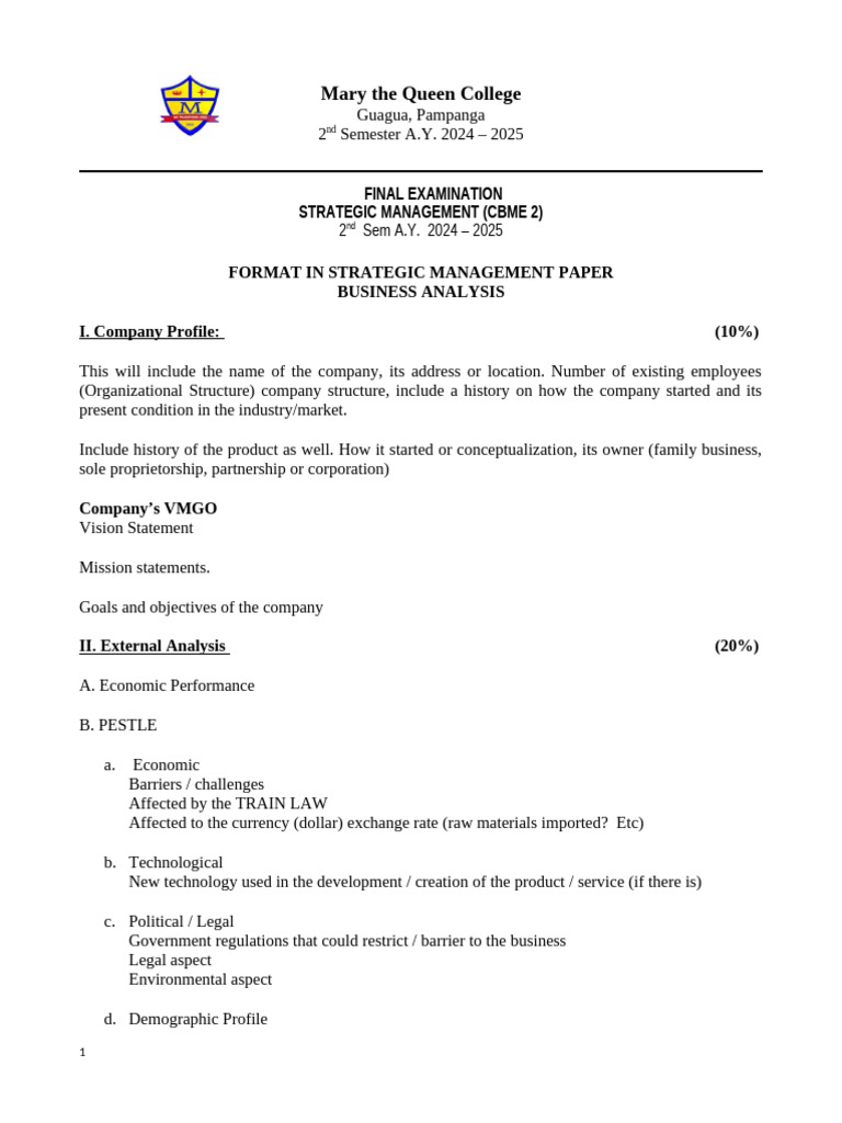 Final Exam Strama Rubric | PDF | Swot Analysis | Marketing